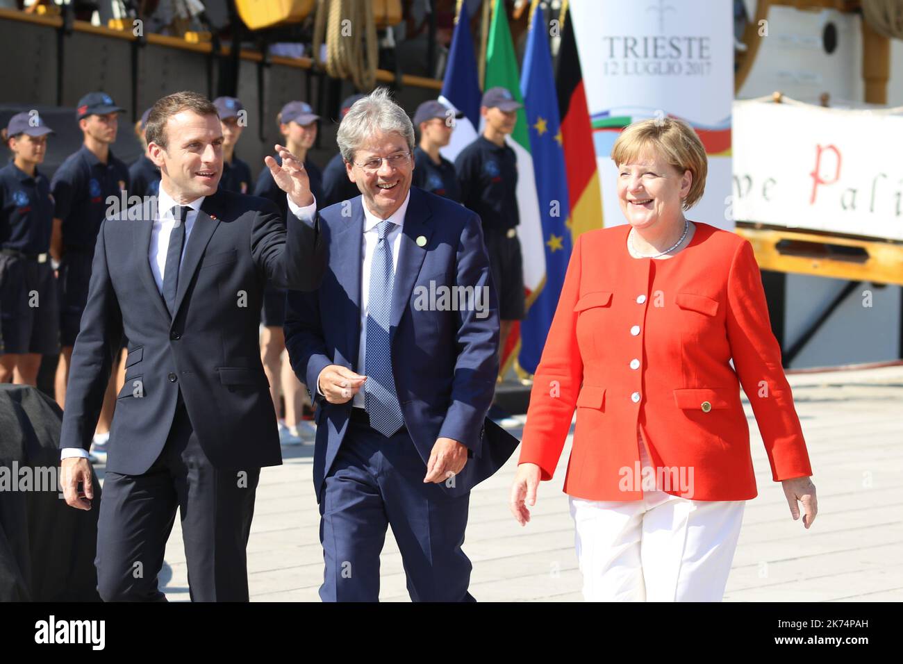 French President Emmanuel Macron, Italian Prime Minister Paolo ...