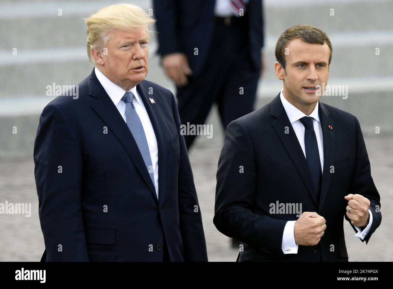 Donald Trump and Emmanuel Macron Stock Photo - Alamy