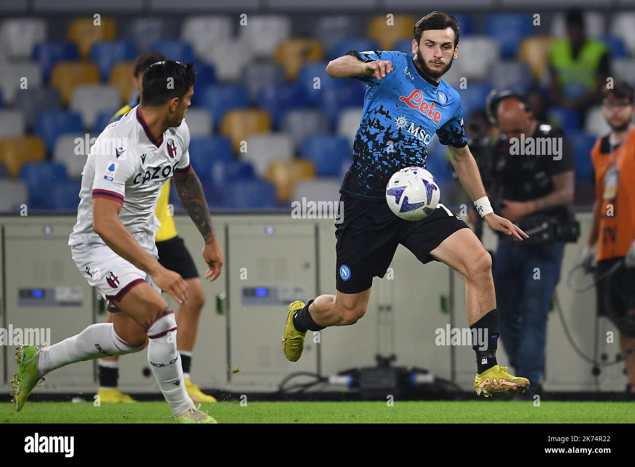 Khvicha Kvaratskhelia of SSC Napoli during the Serie A match between SSC Napoli and Bologna FC ...