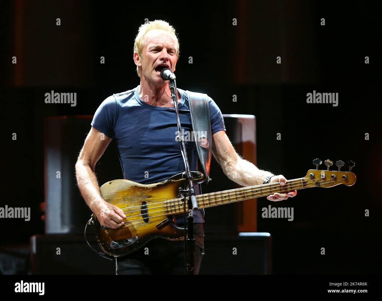 Singer Sting performs during his show in Jazz a Juan Festival in Juan ...