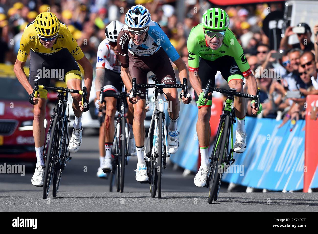 Christopher FROOME, Romain BARDET, Rigoberto URAN Stock Photo - Alamy