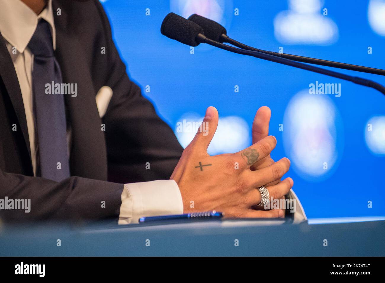 Press conference of the former Barcelona player, Neymar Jr, following ...