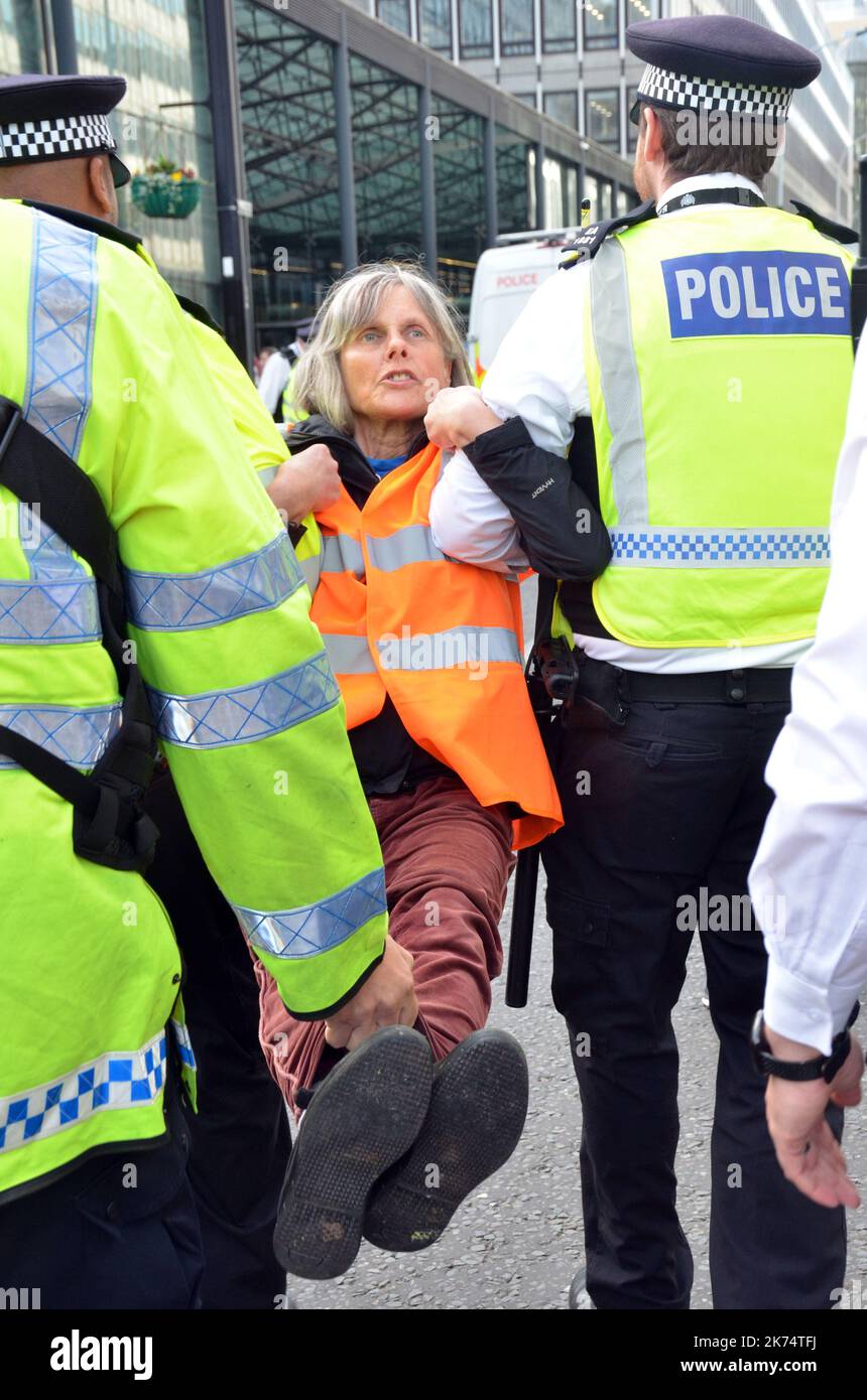 London, UK. 17th Oct, 2022. Just Stop Oil block traffic in Victoria ...