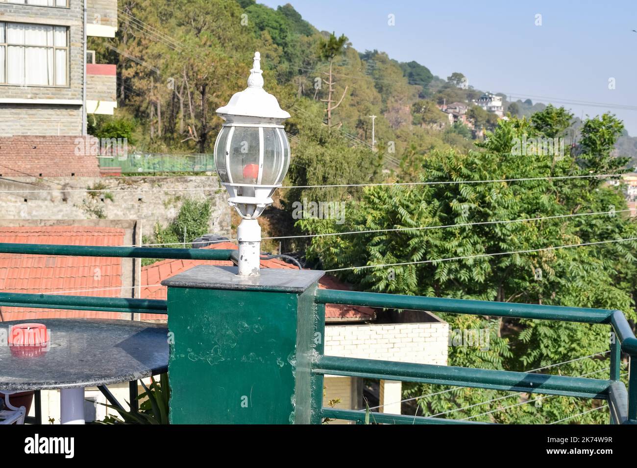 Early morning view of Modern rooftop restaurant at Kasauli, Himachal ...