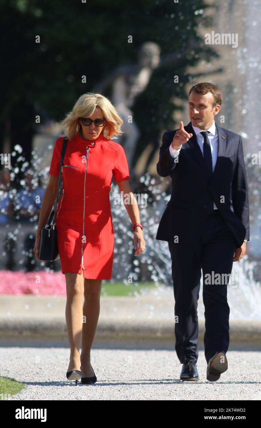 French President Emmanuel Macron and his wife Brigitte during the ...