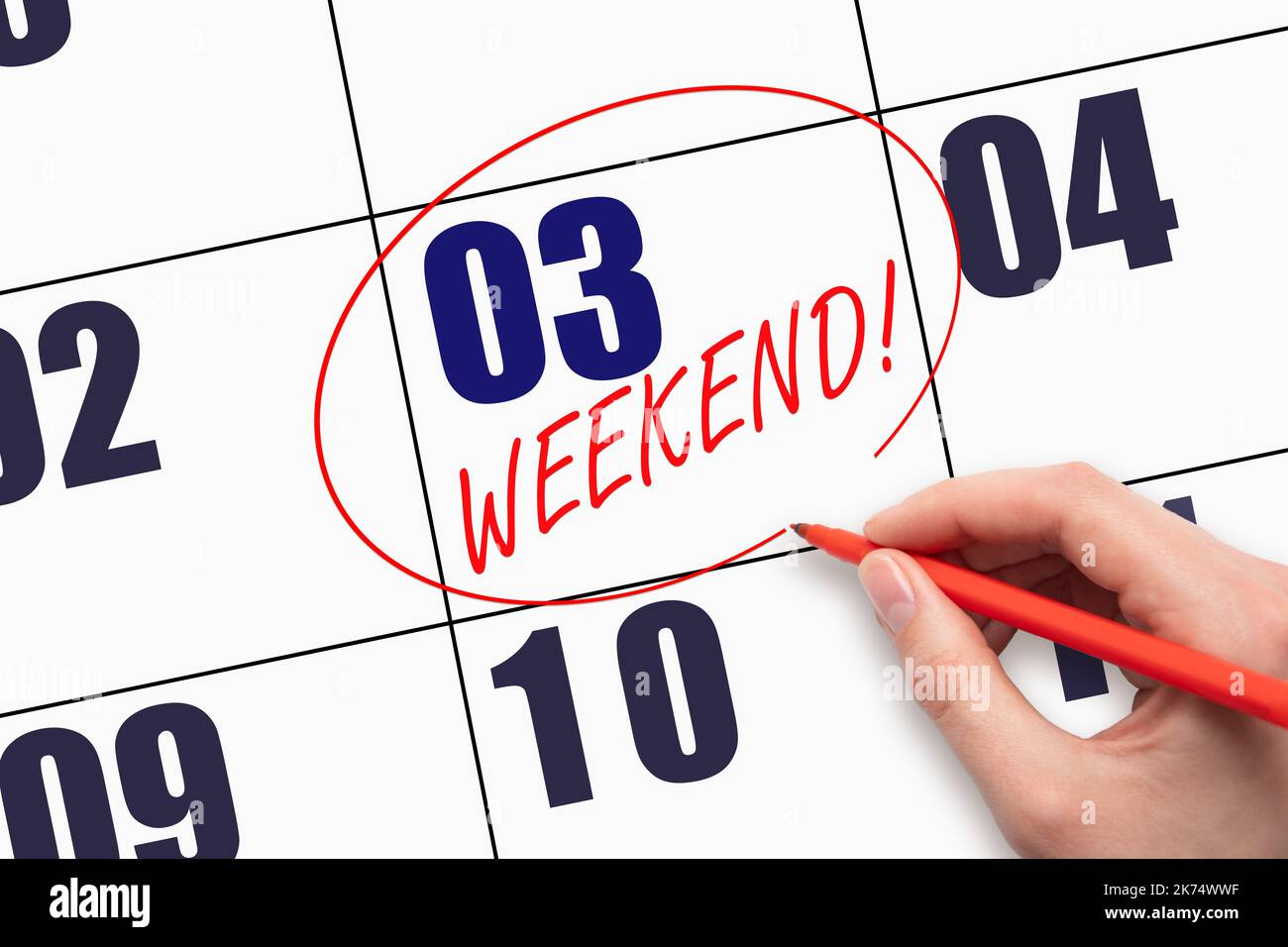 Weekend calendar hi-res stock photography and images - Alamy