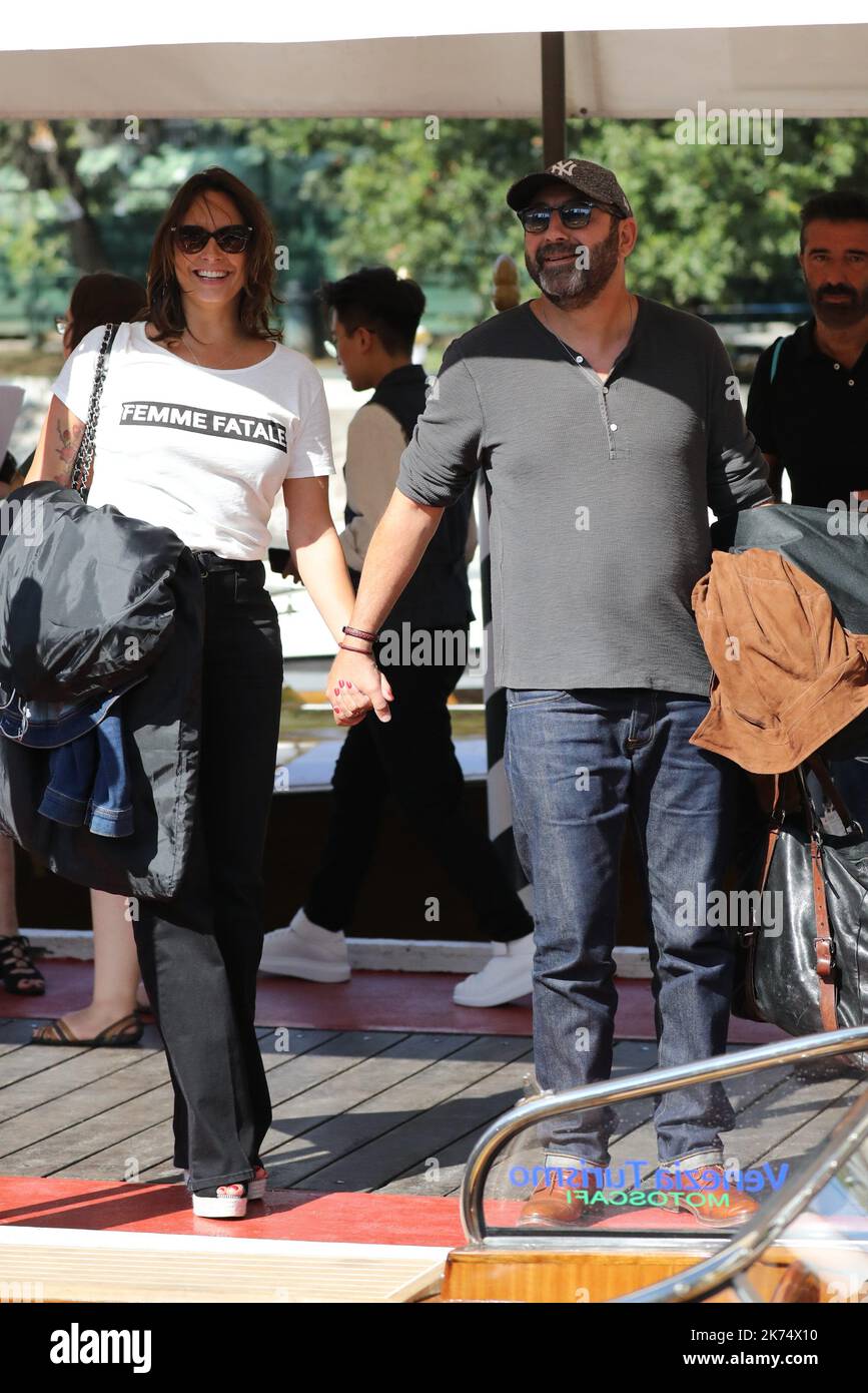Kad Merad and Julia Vignali arriving at the 74th Venice Film Festival ...