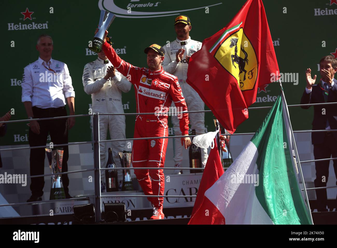 Sebastian Vettel (D), Scuderia Ferrari. Podium Autodromo di Monza Stock ...