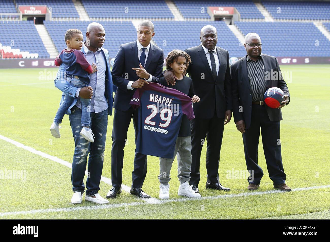 Paris Saint-Germain's new forward Kylian Mbappe together with father ...