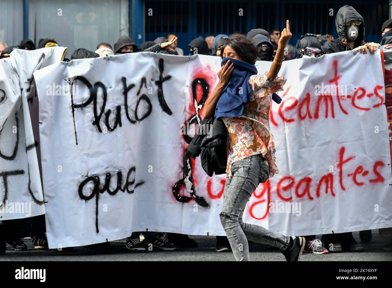 Confrontation between the anti-fascists and the police forces during ...