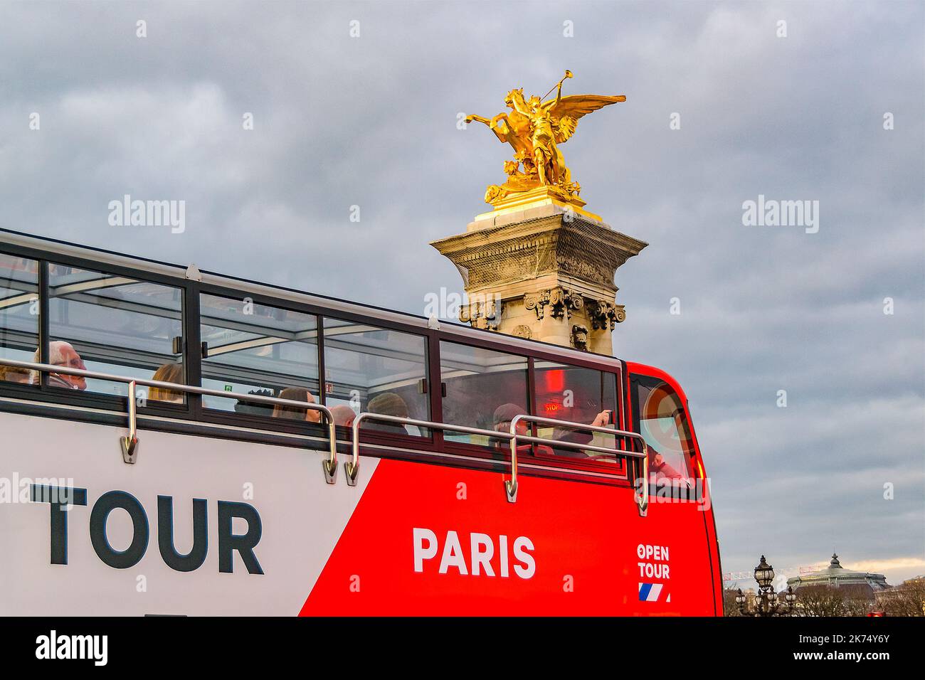 PARIS, FRANCE, JANUARY - 2020 - Tour bus parked at street, paris ...