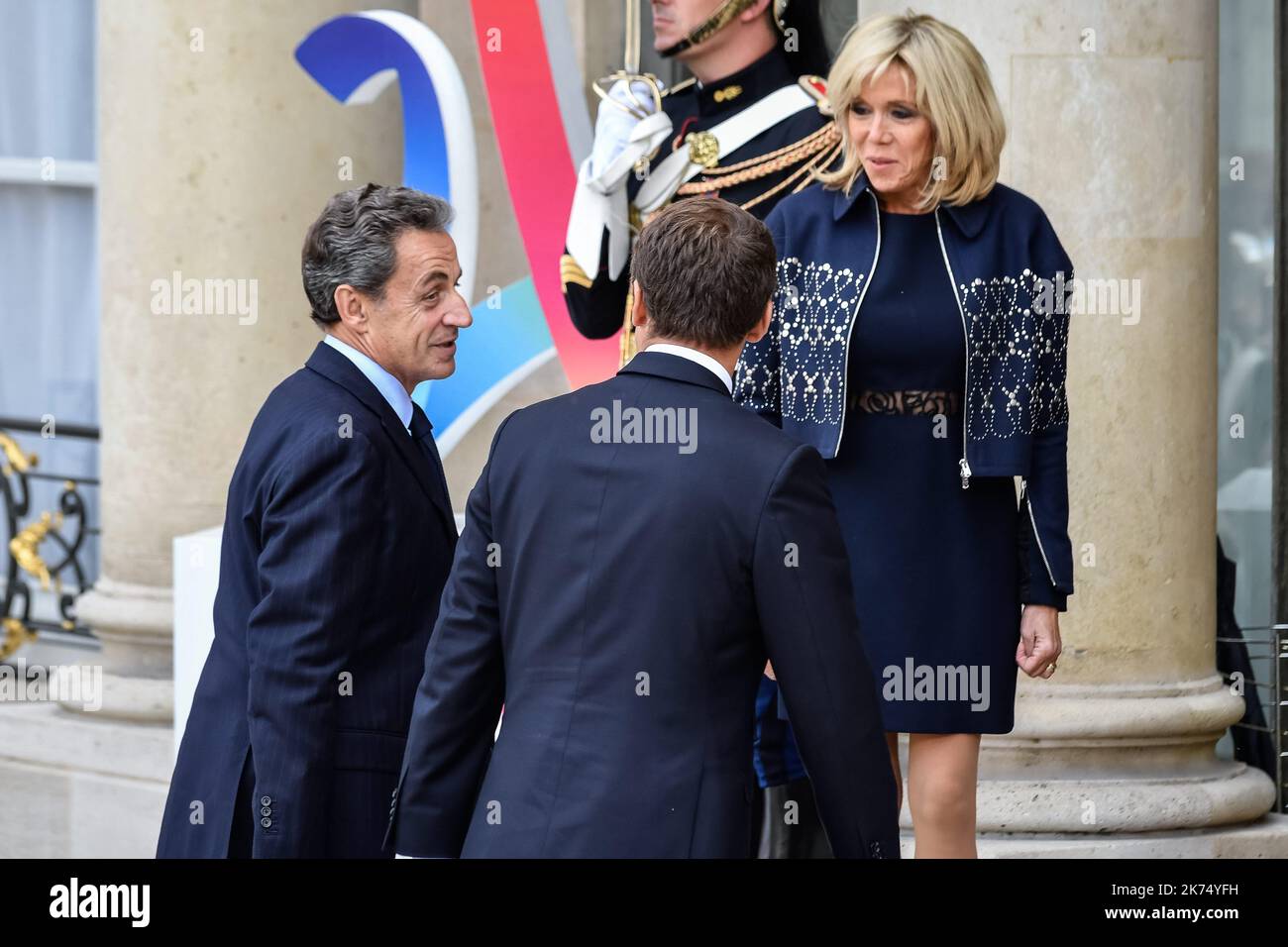 Brigitte Macron, Emmanuel Macron and Nicolas Sarkozy, The French ...