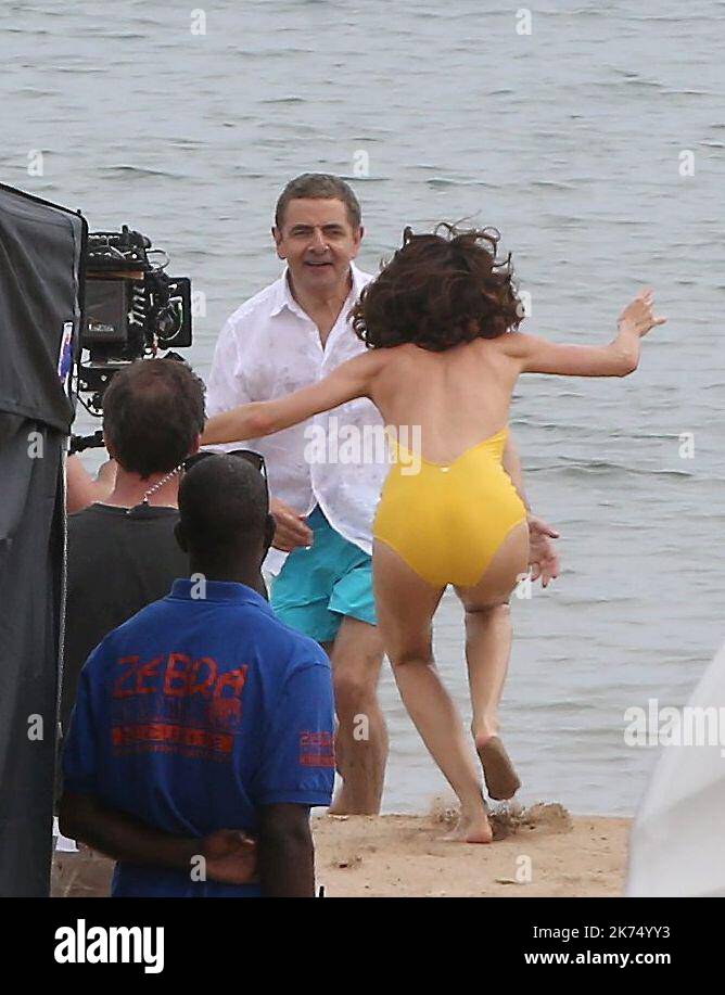Rowan Atkinson And Olga Kurylenko Filming On The Set Of Johnny English