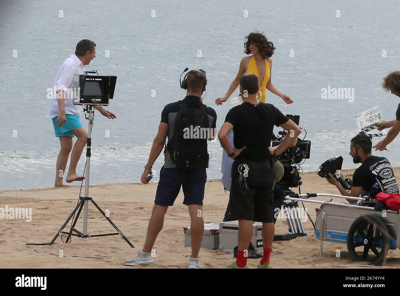 Rowan Atkinson And Olga Kurylenko Filming On The Set Of Johnny English