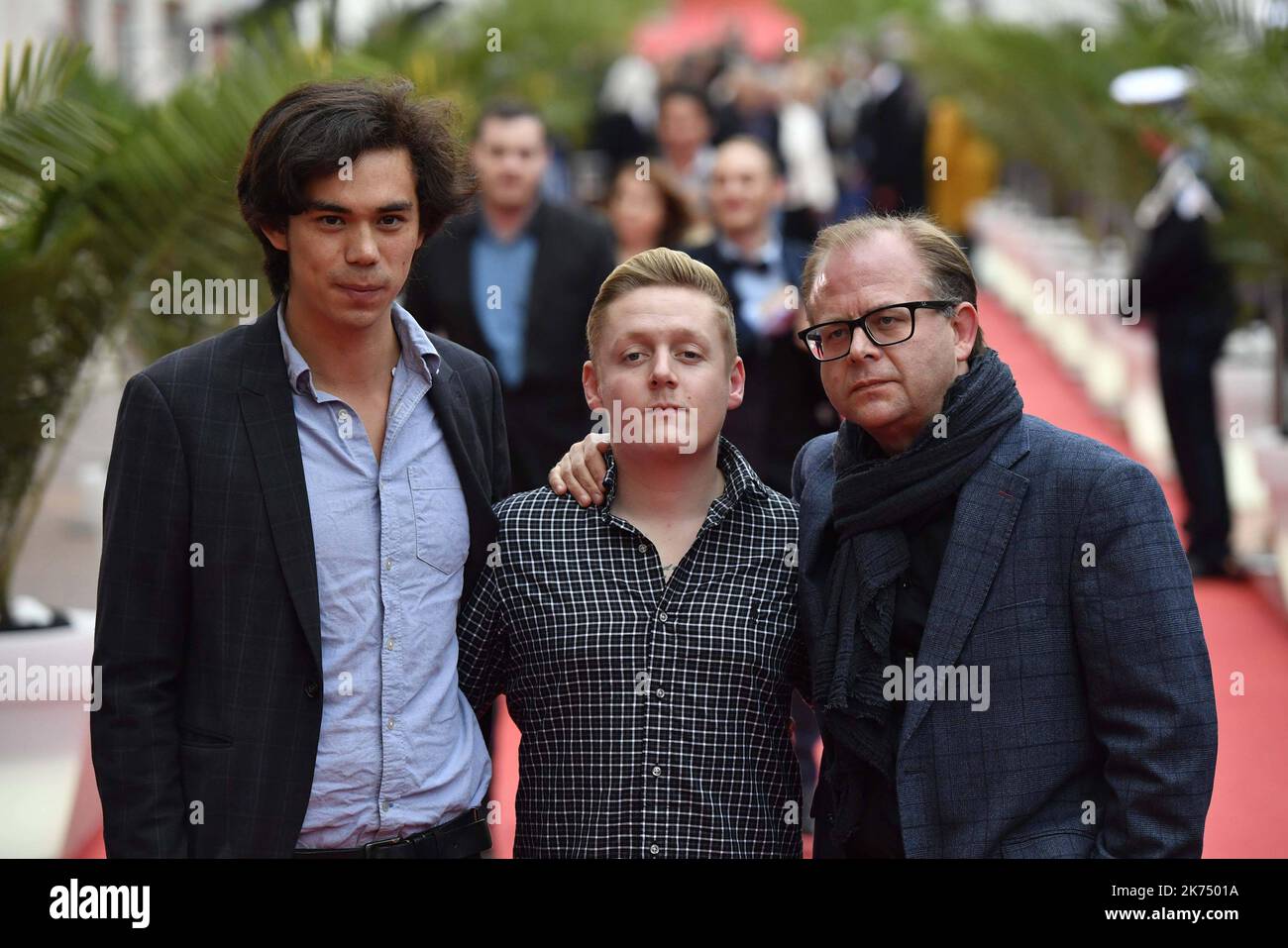 Actor Thomas Turgoose, in the middle next to the director of the film ...