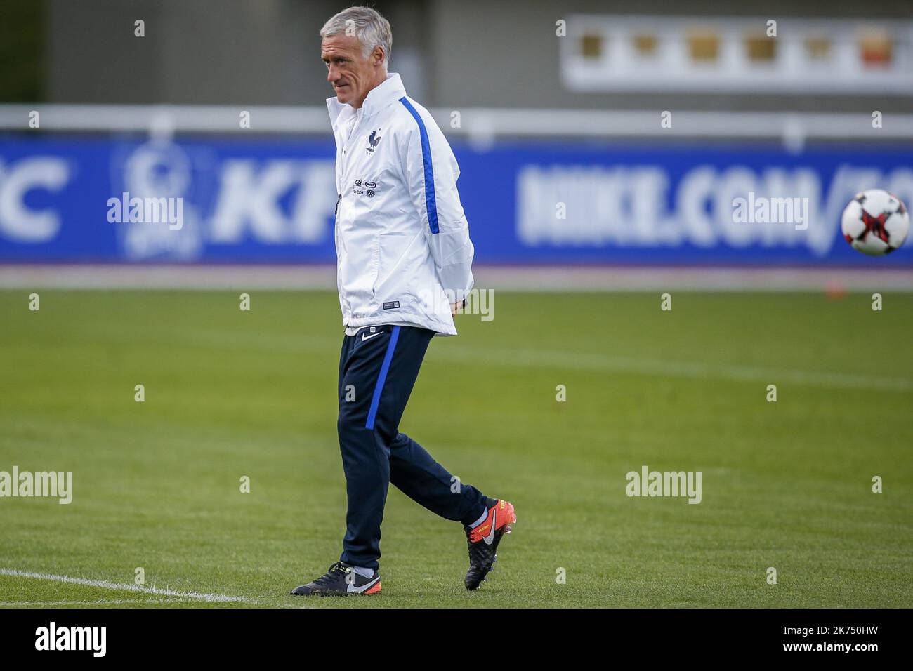 French head coach Didier Deschamps of France react during a France ...