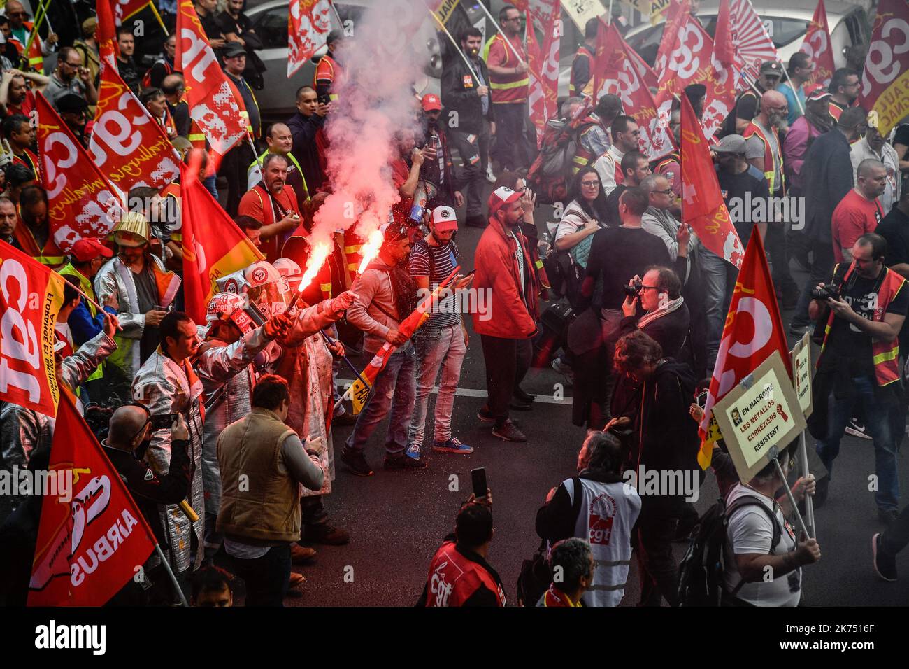 At the call of the CGT metallurgy union, workers from France ...
