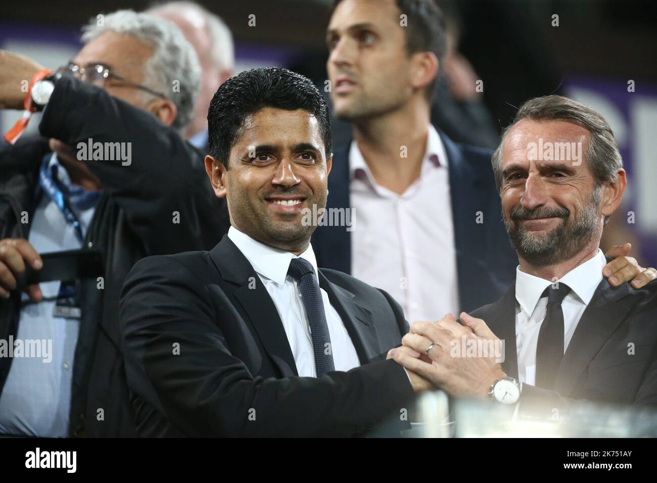 NASSER AL KHELAIFI ANTERO HENRIQUE JEAN CLAUDE BLANC Stock Photo - Alamy