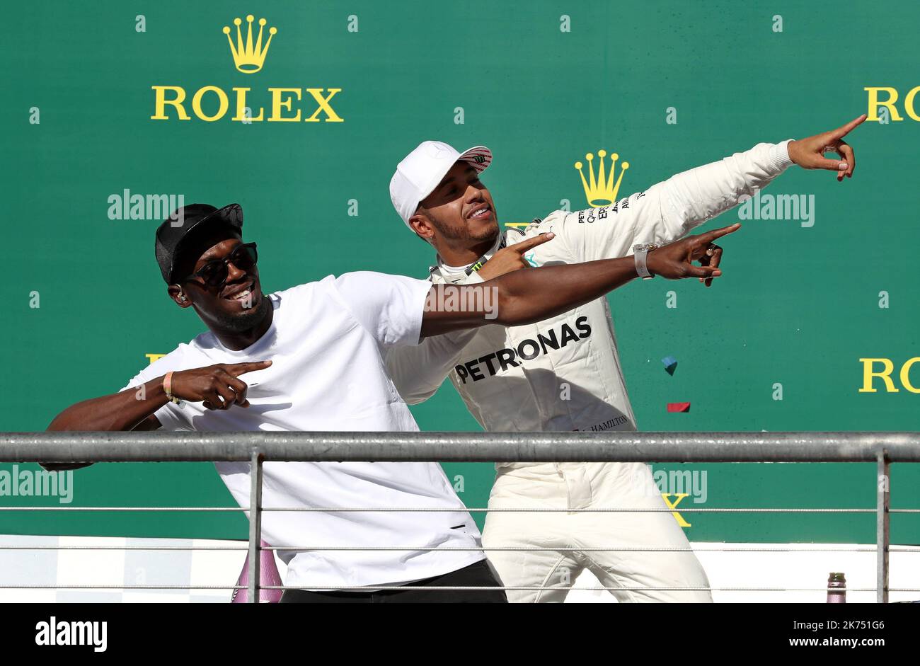 Lewis Hamilton (GB), Mercedes F1 Team. Usain Bolt (JAM) Sprinter ...