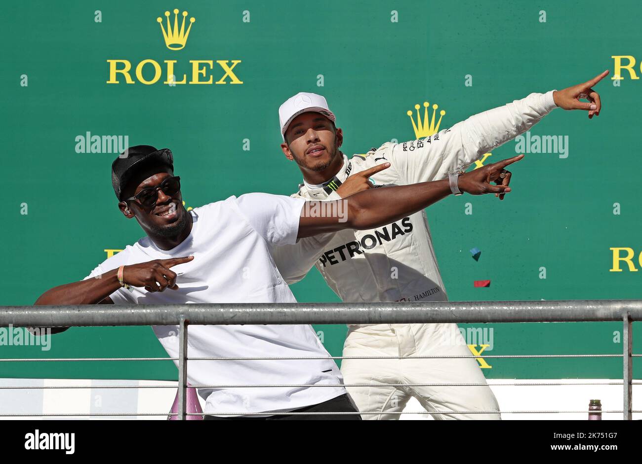 Lewis Hamilton (GB), Mercedes F1 Team. Usain Bolt (JAM) Sprinter ...
