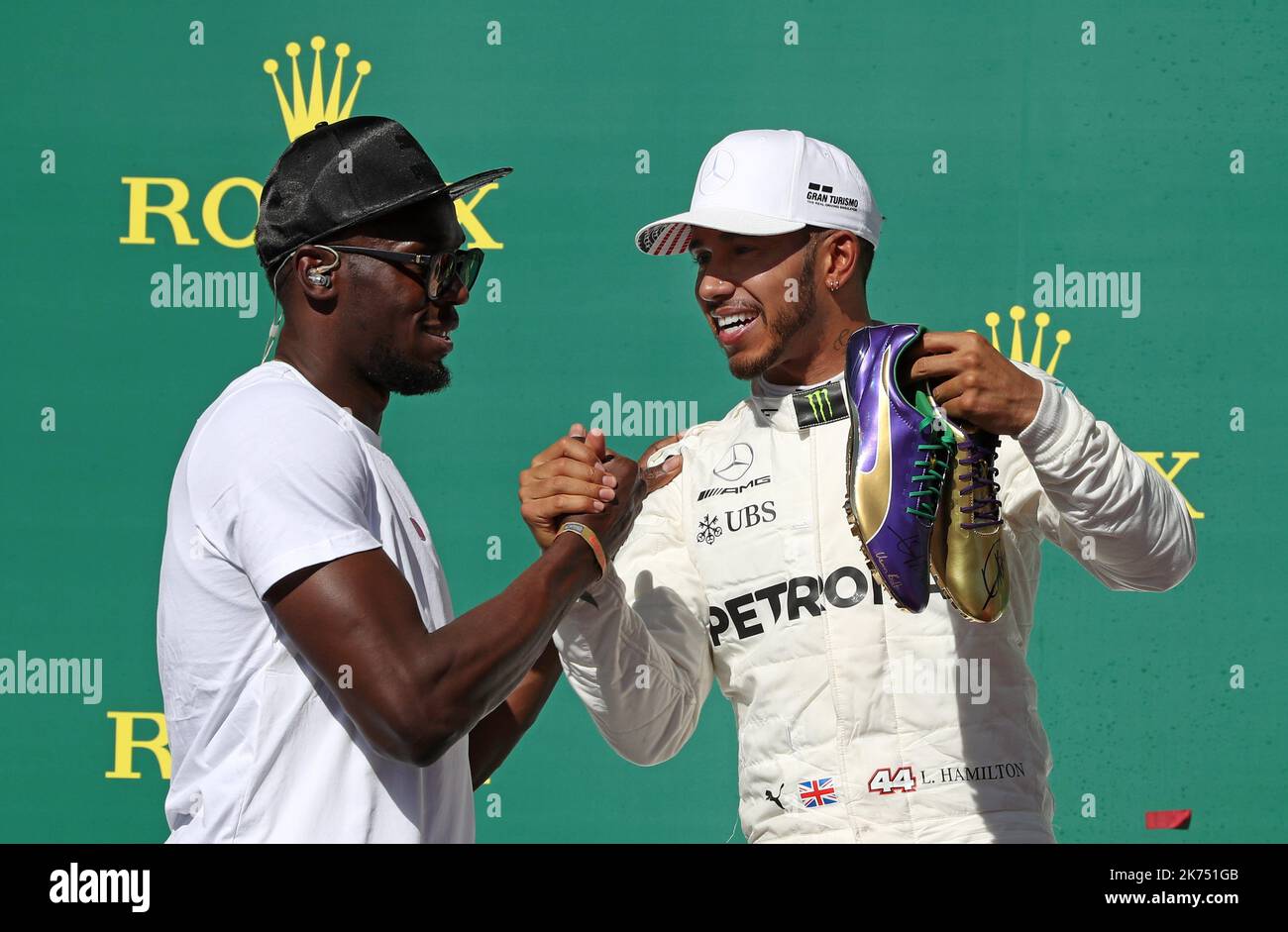 Lewis Hamilton (GB), Mercedes F1 Team. Usain Bolt (JAM) Sprinter ...
