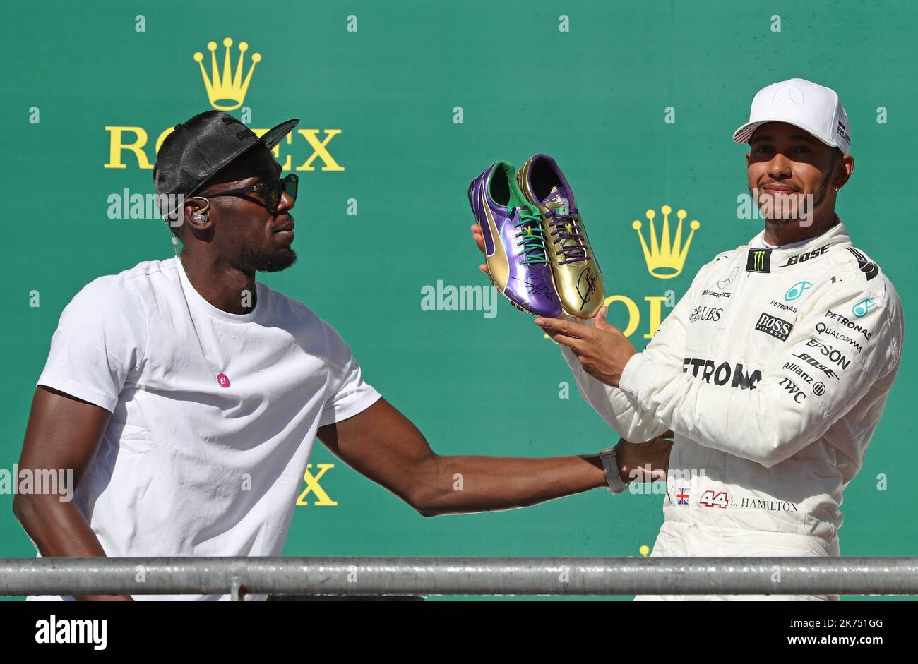 Lewis Hamilton (GB), Mercedes F1 Team. Usain Bolt (JAM) Sprinter ...