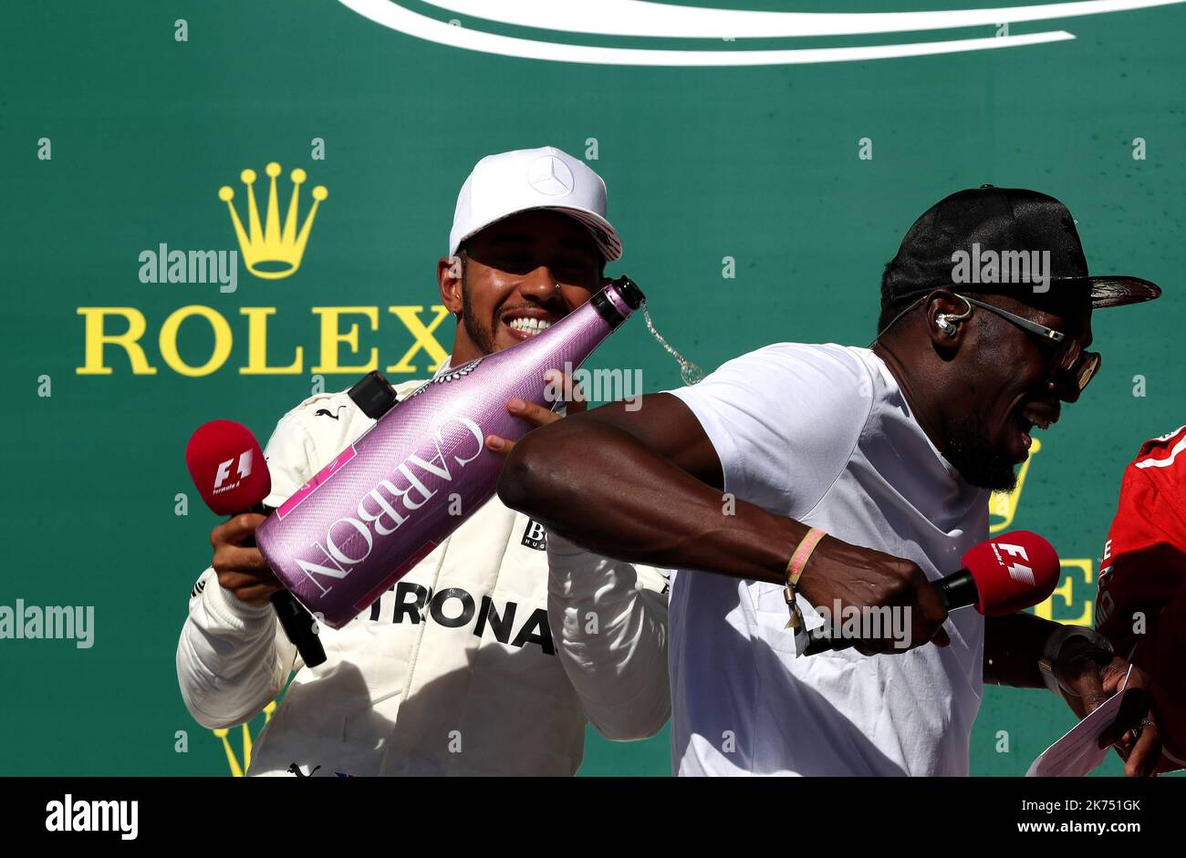 Lewis Hamilton (GB), Mercedes F1 Team. Usain Bolt (JAM). Podium Circuit ...