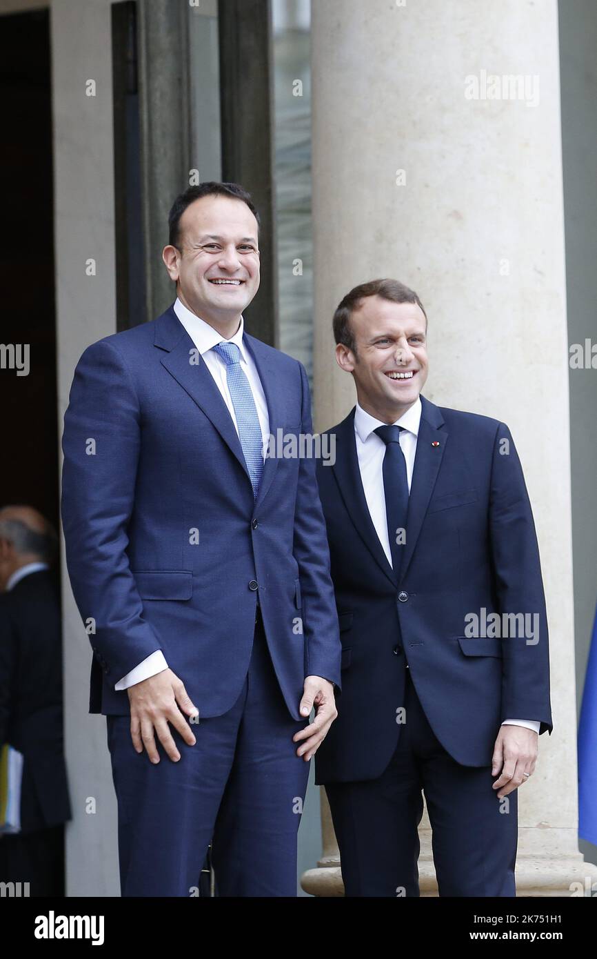 French President Emmanuel Macron greets Irish Prime Minister, Leo ...