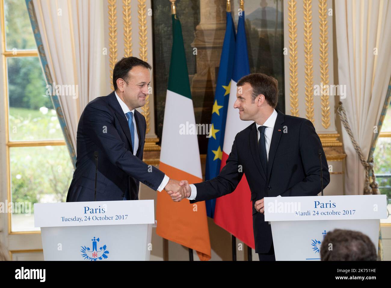 French President Emmanuel Macron, meets Irish Prime Minister Leo ...