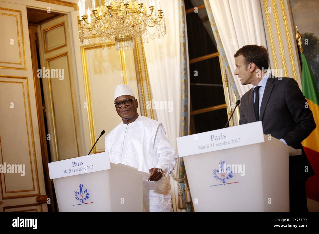 Emmanuel Macron in an Interview with the President of Mali Stock Photo ...
