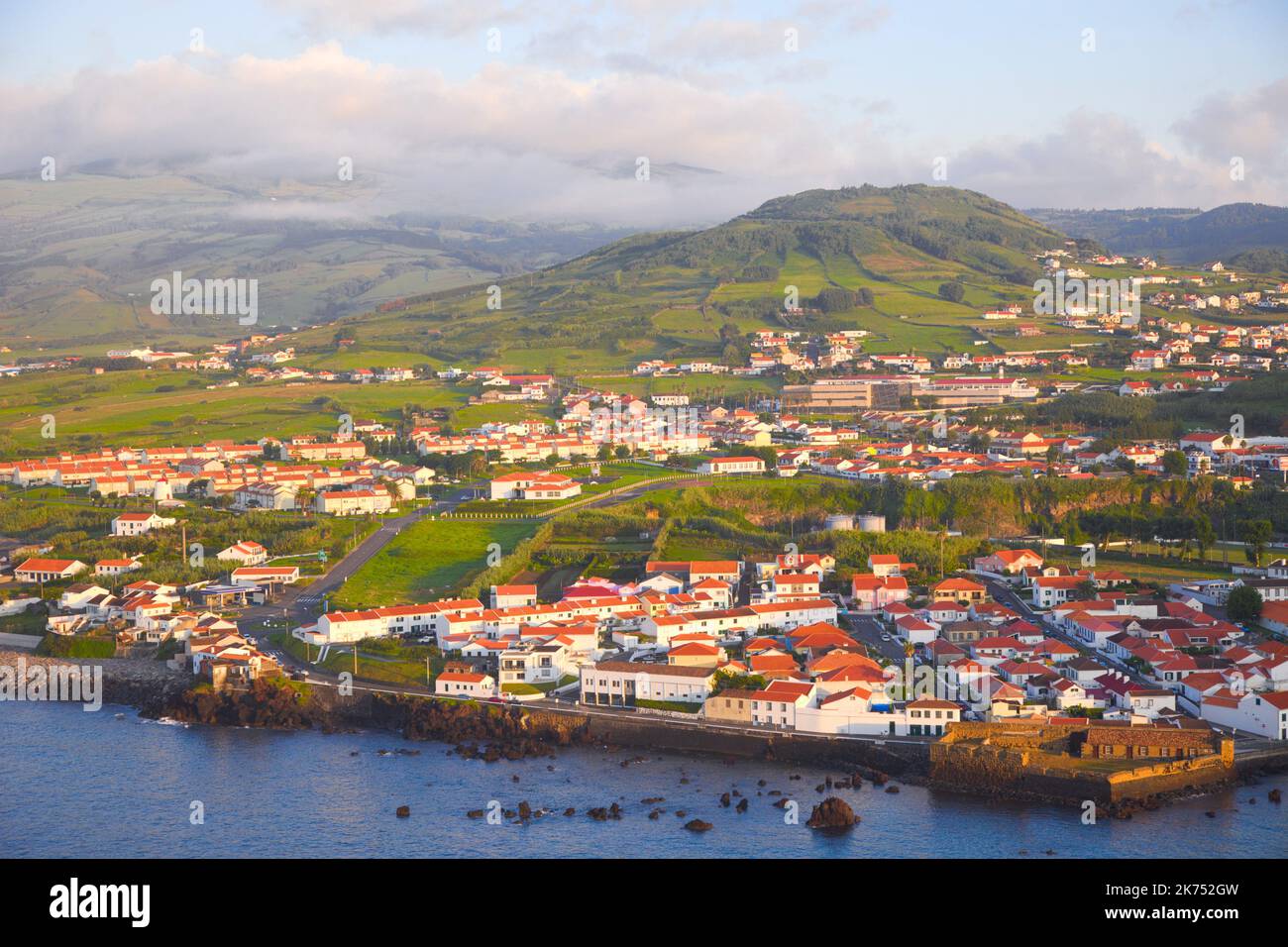 Portugal, Azores, Faial Island, Horta, skyline, general view Stock ...