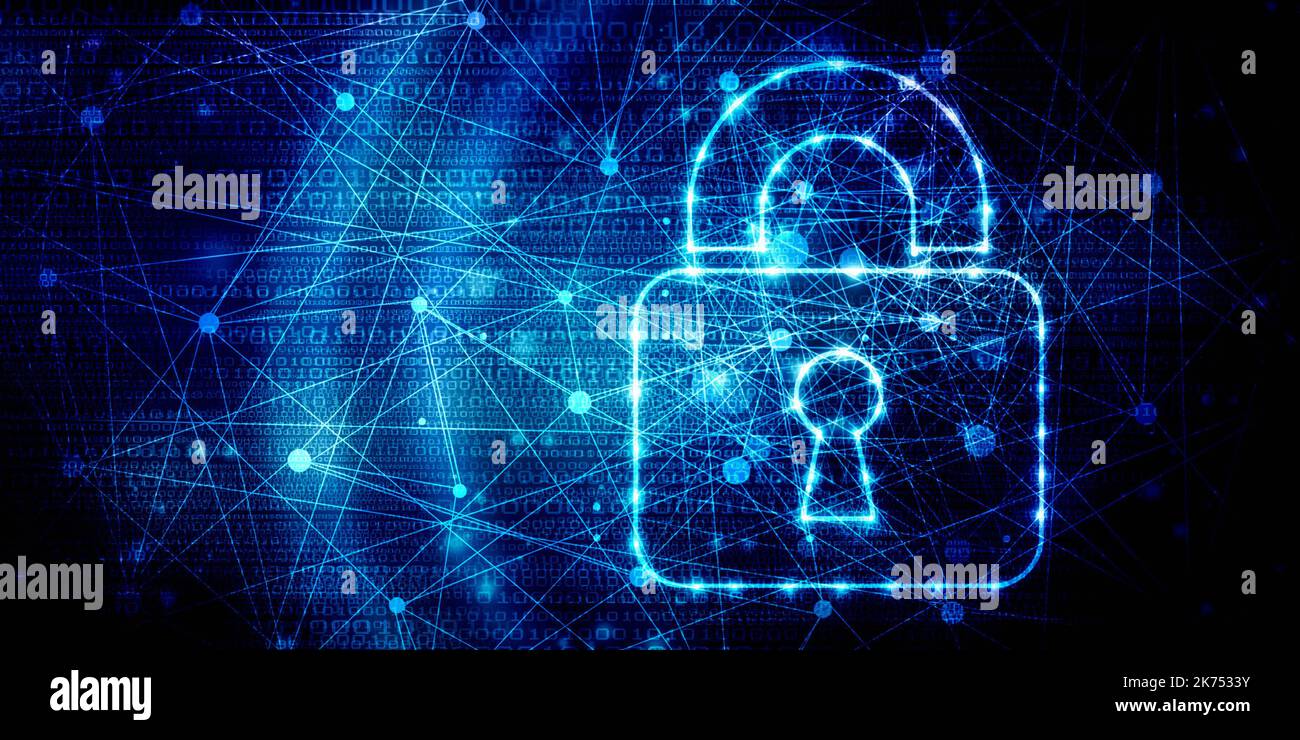 2d illustration Safety concept: Closed Padlock on digital background ...