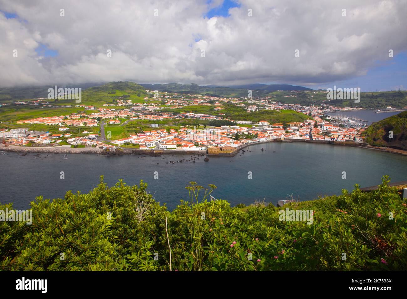Portugal, Azores, Faial island, Horta, skyline, panorama Stock Photo ...