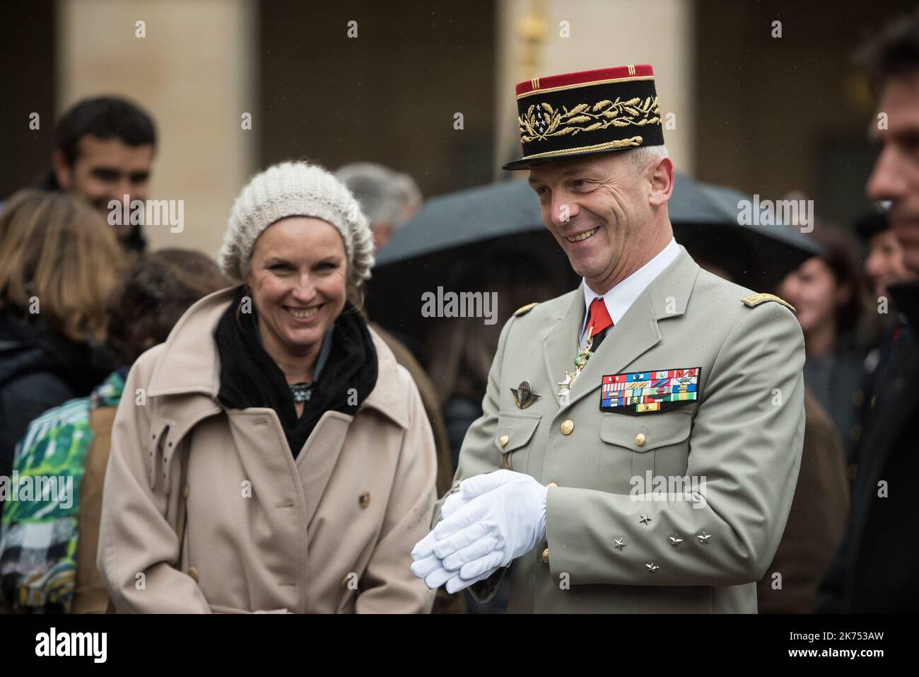 French President Emmanuel Macron during a military ceremony at the ...