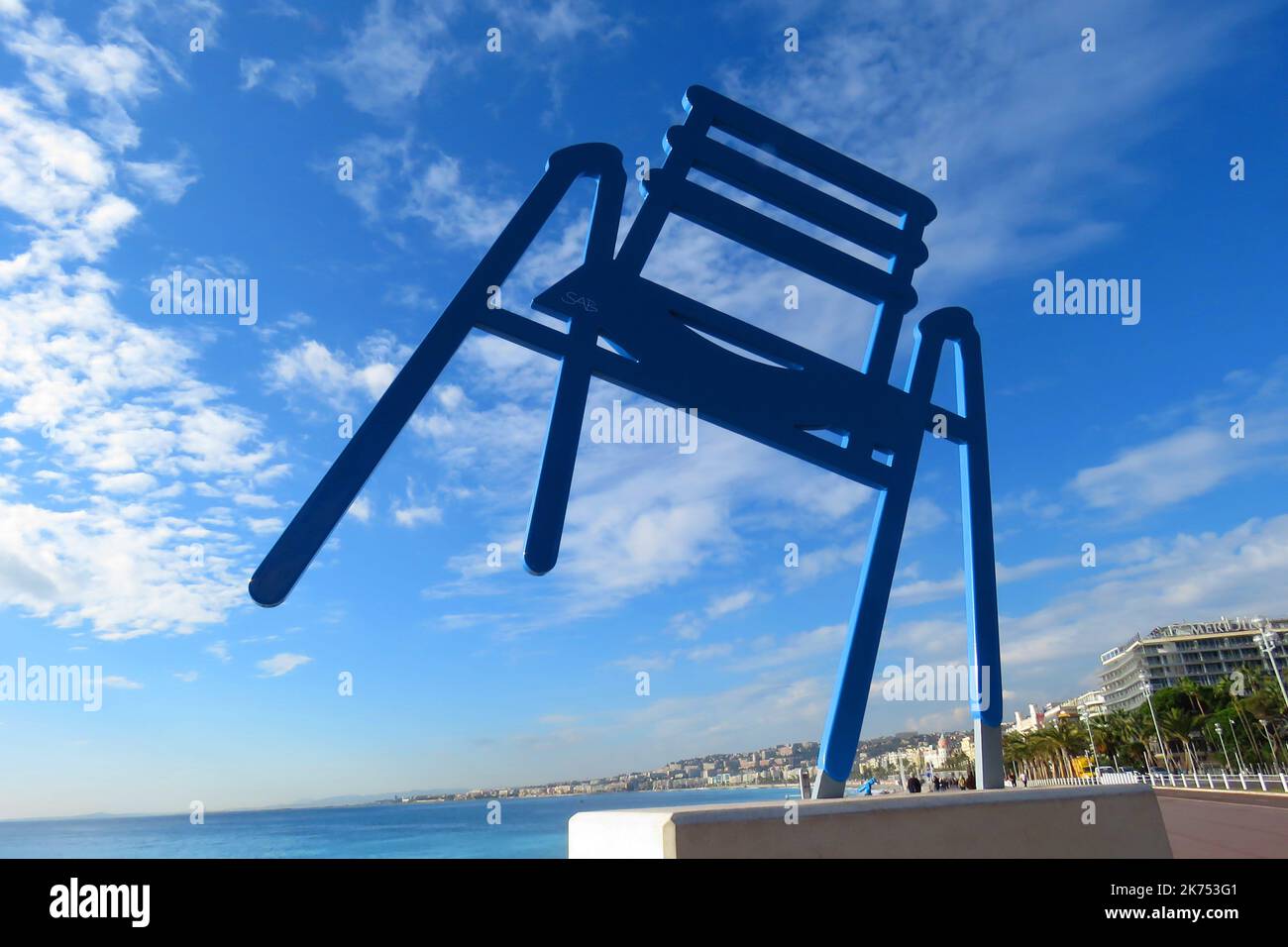 La Chaise Bleue - A statue of a large blue chair on the Promenade des ...