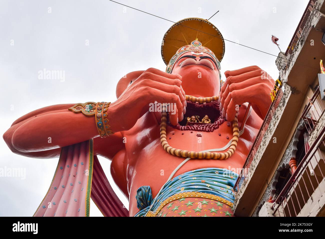 Big statue of Lord Hanuman near the delhi metro bridge situated near ...