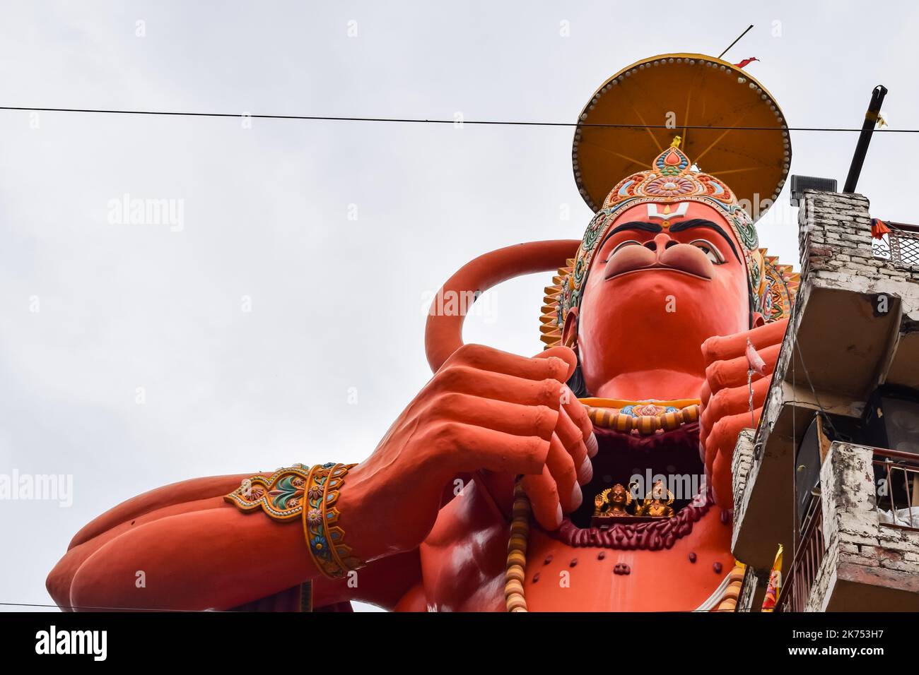 Big statue of Lord Hanuman near the delhi metro bridge situated near ...