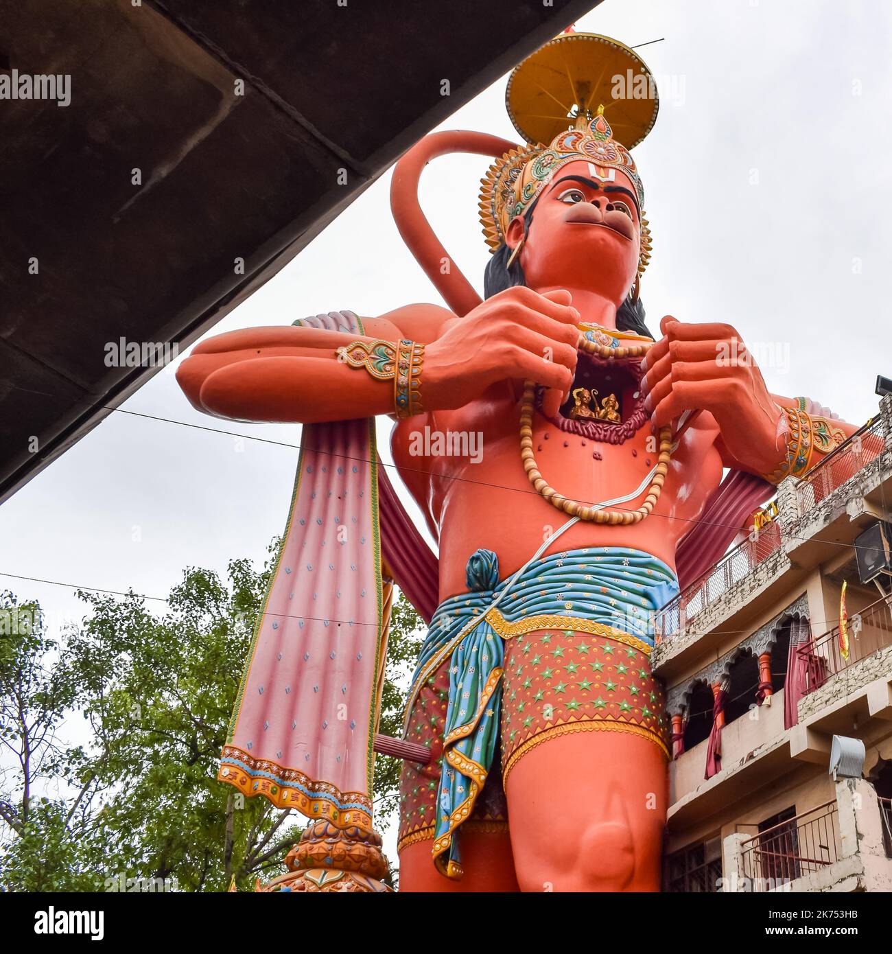 Big statue of Lord Hanuman near the delhi metro bridge situated near ...