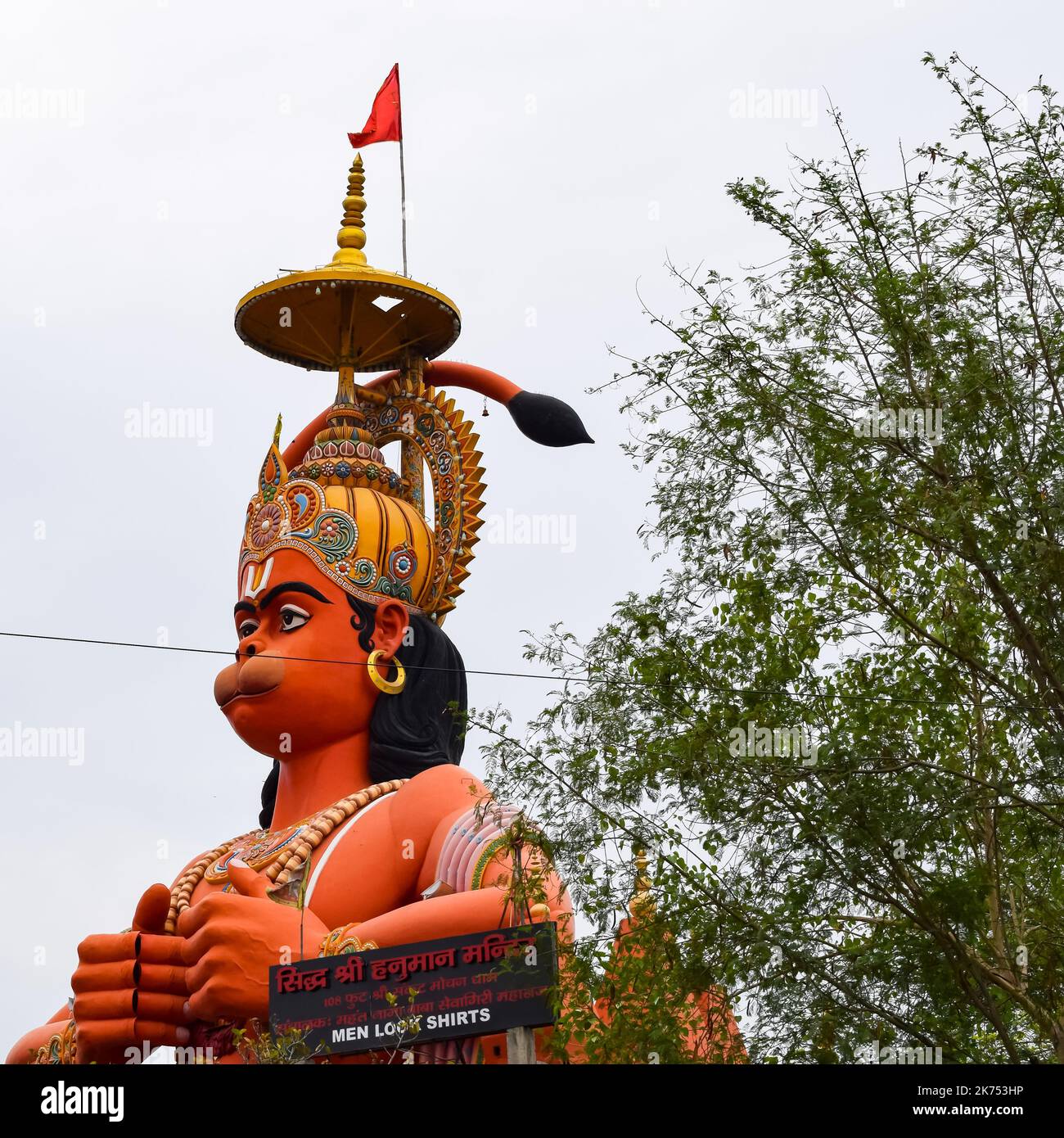 Big statue of Lord Hanuman near the delhi metro bridge situated near ...