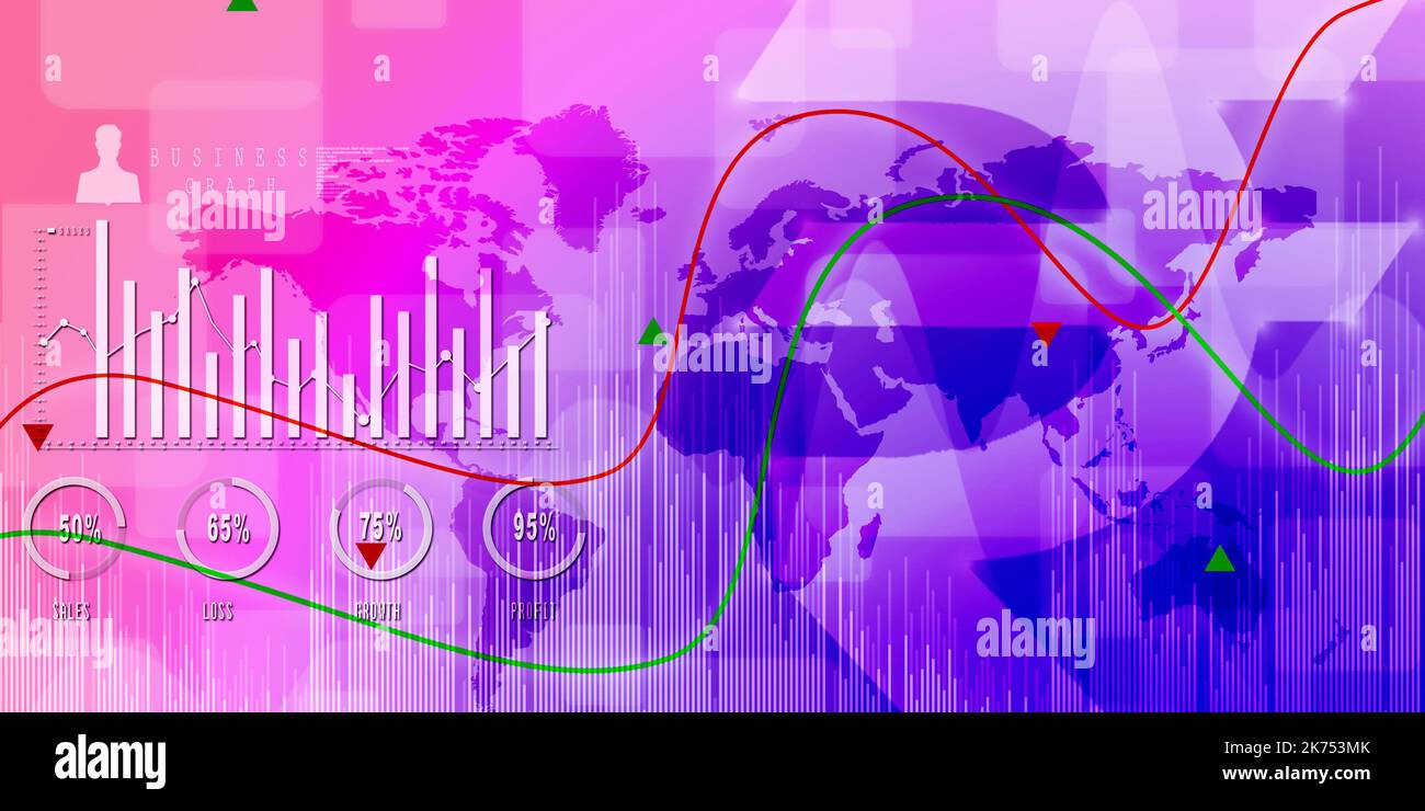 2d rendering Stock market online business concept. business Graph Stock ...
