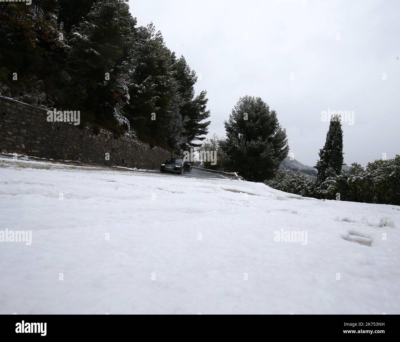 Snow in south eastern France, on december 2nd, 2017 Stock Photo - Alamy