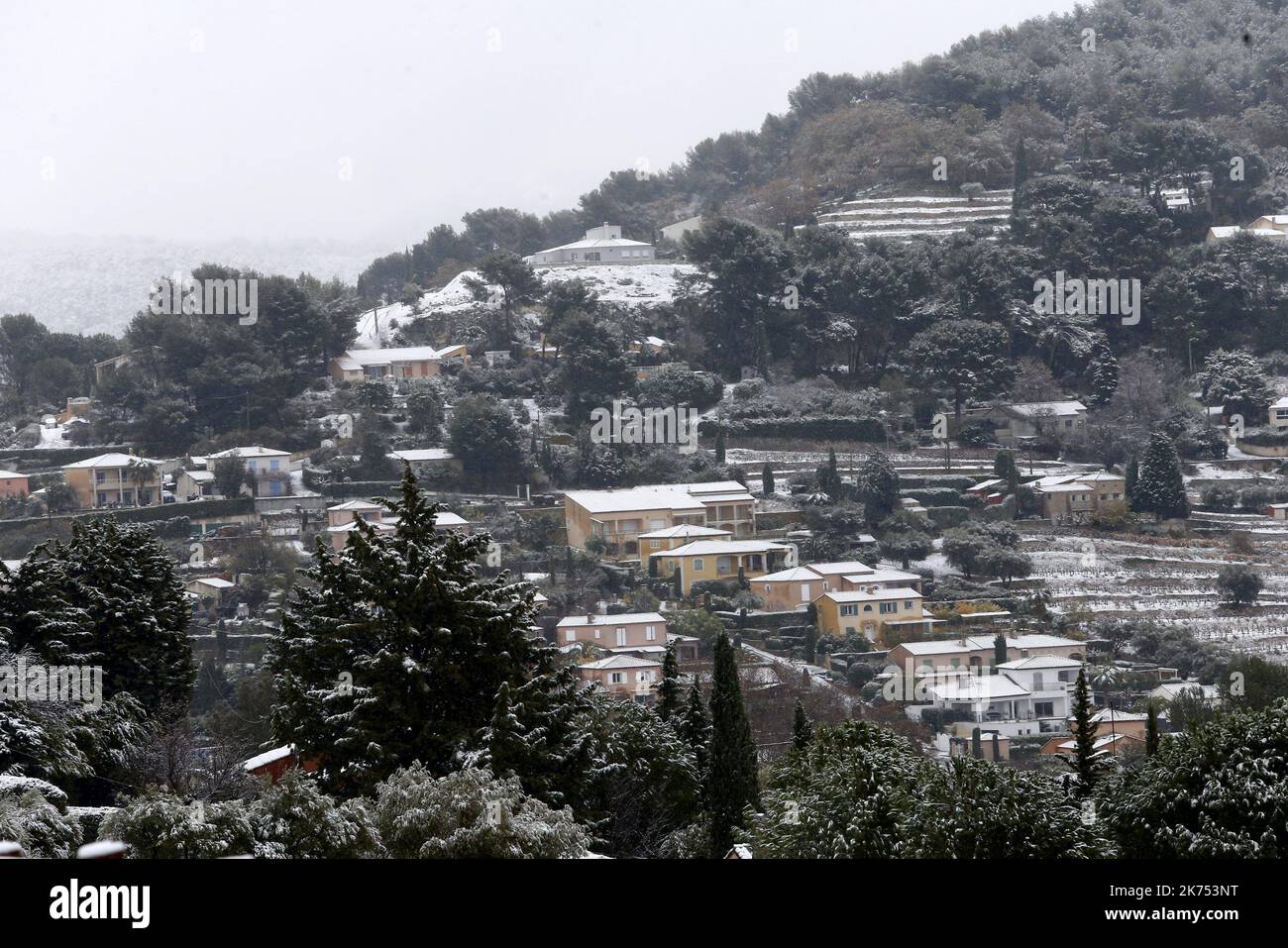 Snow in south eastern France, on december 2nd, 2017 Stock Photo - Alamy