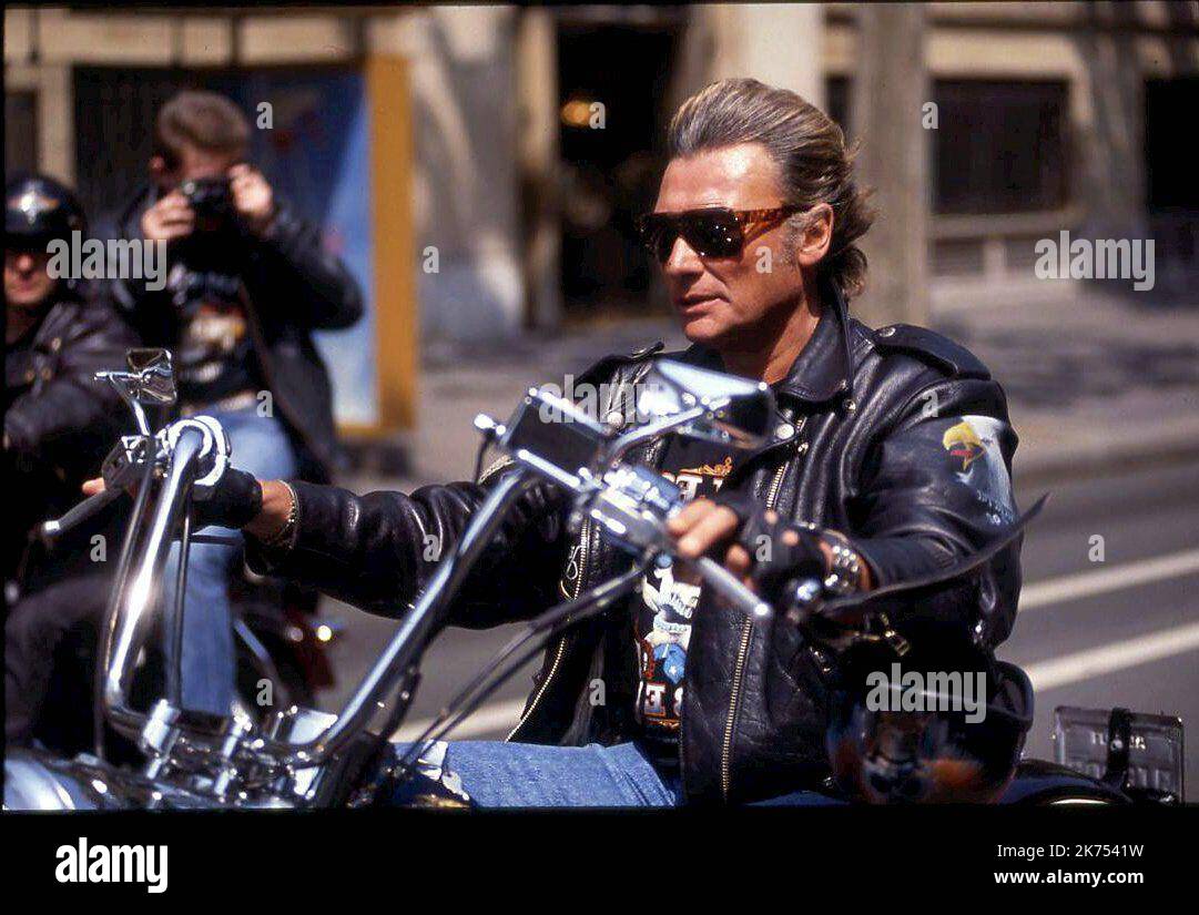 ohnny Hallyday on a Harley Davidson motorcycle May 1990 FILES - Johhny ...
