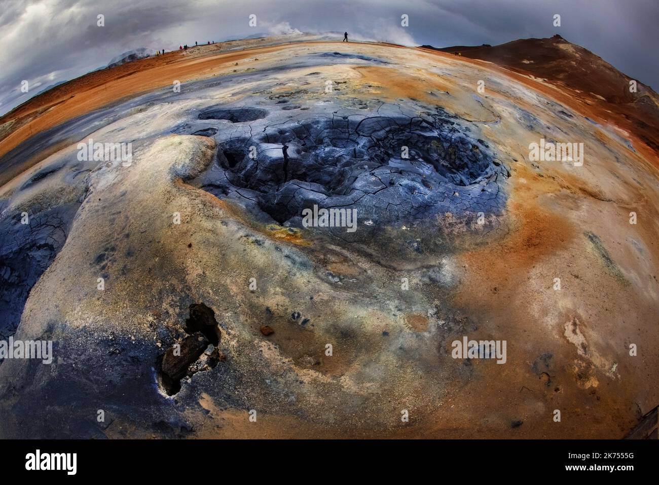 Fisheye image of craters and colors created by the ferment of the earth ...