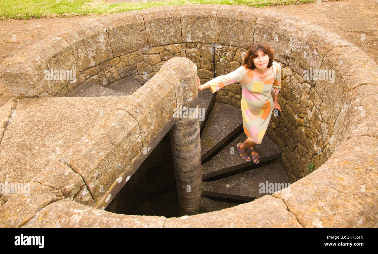 Portugal, Azores, Faial Island, Horta, Fort Santa Cruz, well Stock ...