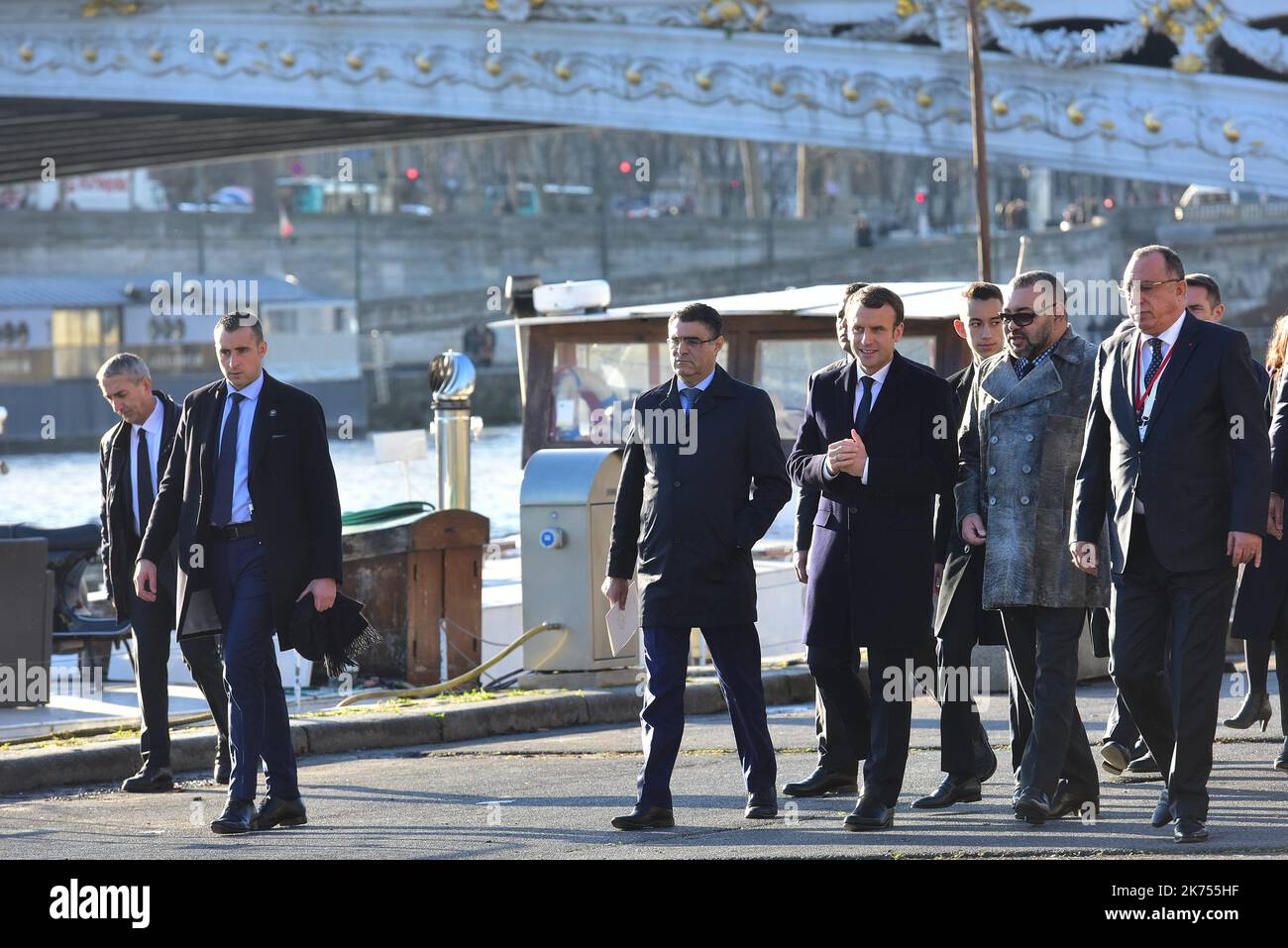 Mohammed VI, roi du Maroc - President Emmanuel Macron takes a boat with ...