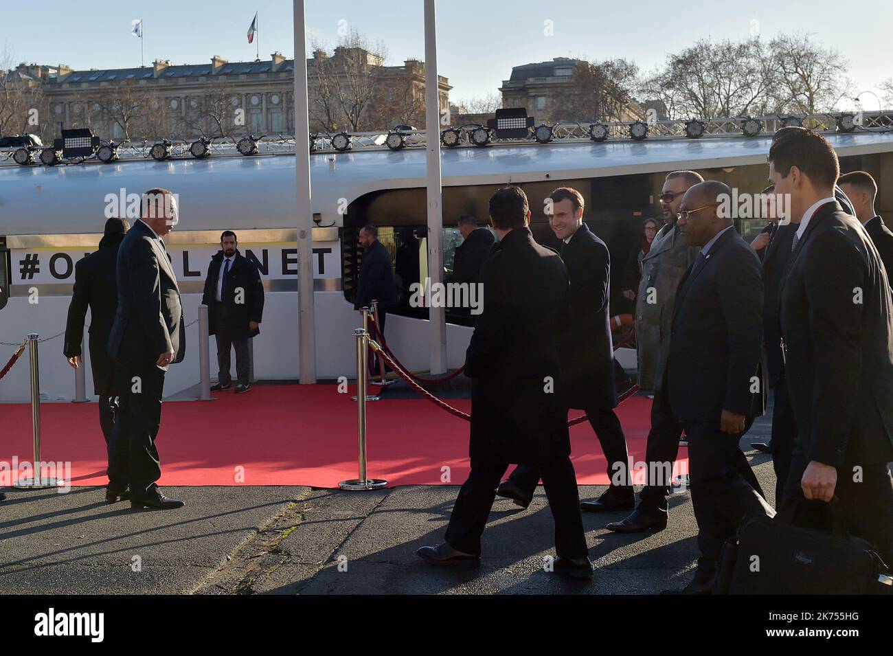 Mohammed VI, roi du Maroc - President Emmanuel Macron takes a boat with ...