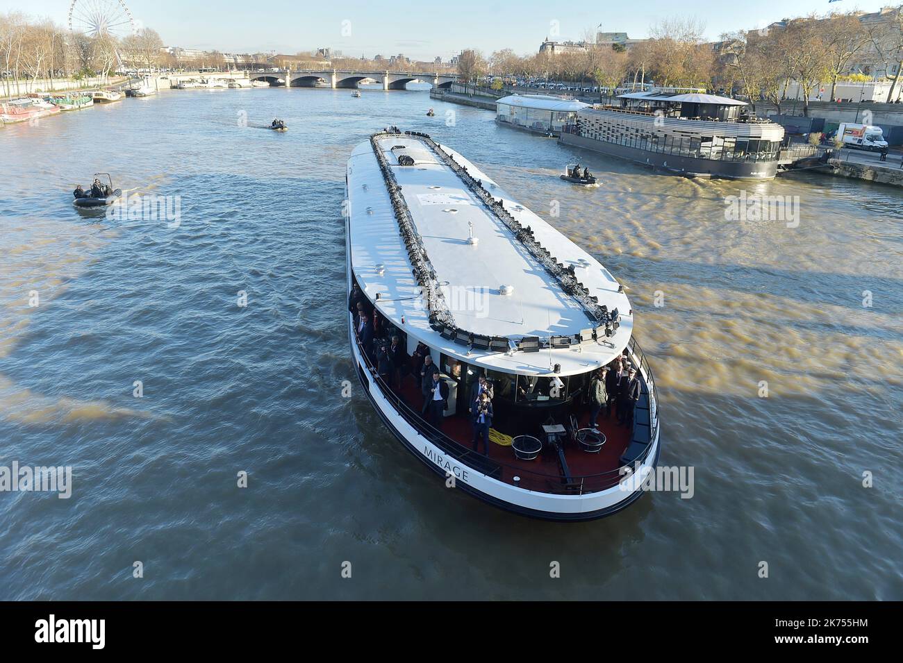 President Emmanuel Macron takes a boat with others head of states at ...
