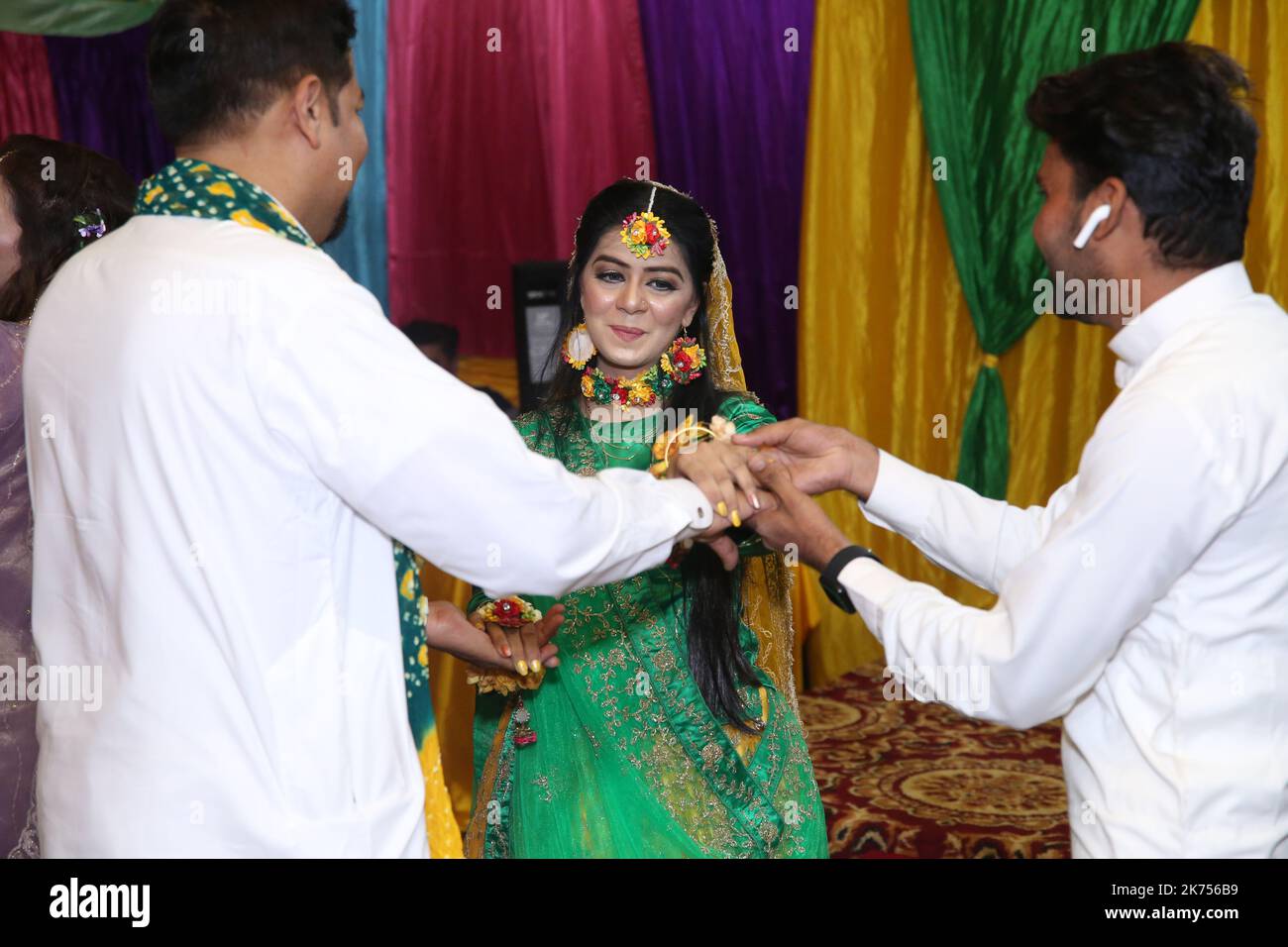 Traditional Mayoon ceremony at colorfully decorated venue in Karachi ...