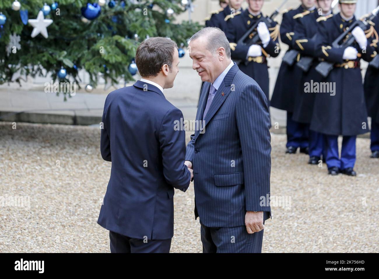 French President, Emmanuel Macron welcomes Turkish President Recep ...